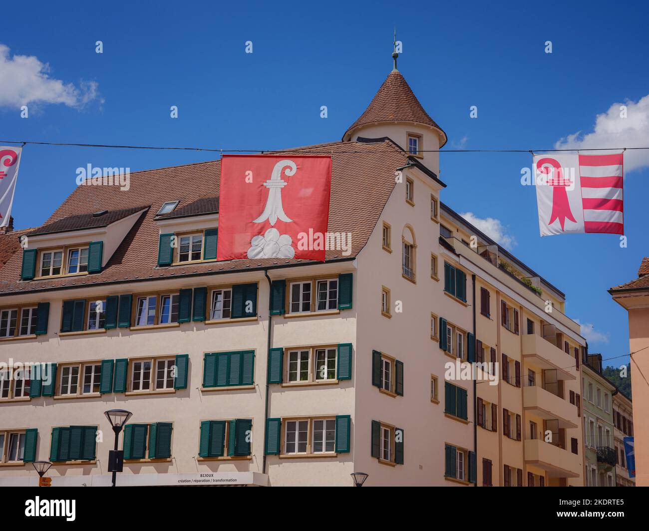 DELEMONT SWITZERLAND, JULY 5, 2022: historical Buildings in the city ...