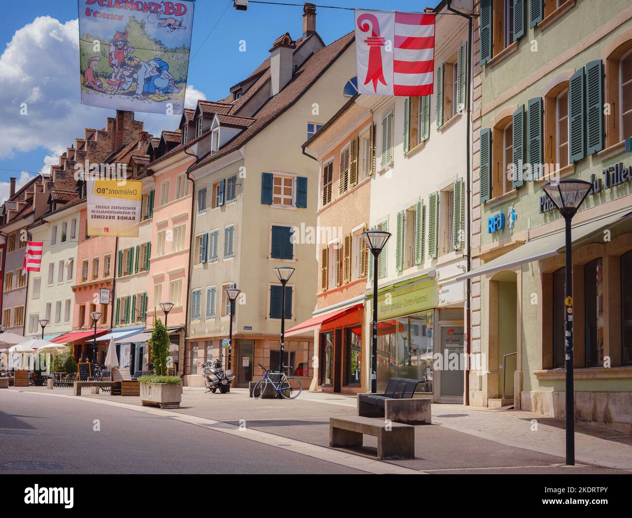 DELEMONT SWITZERLAND, JULY 5, 2022: historical Buildings in the city ...