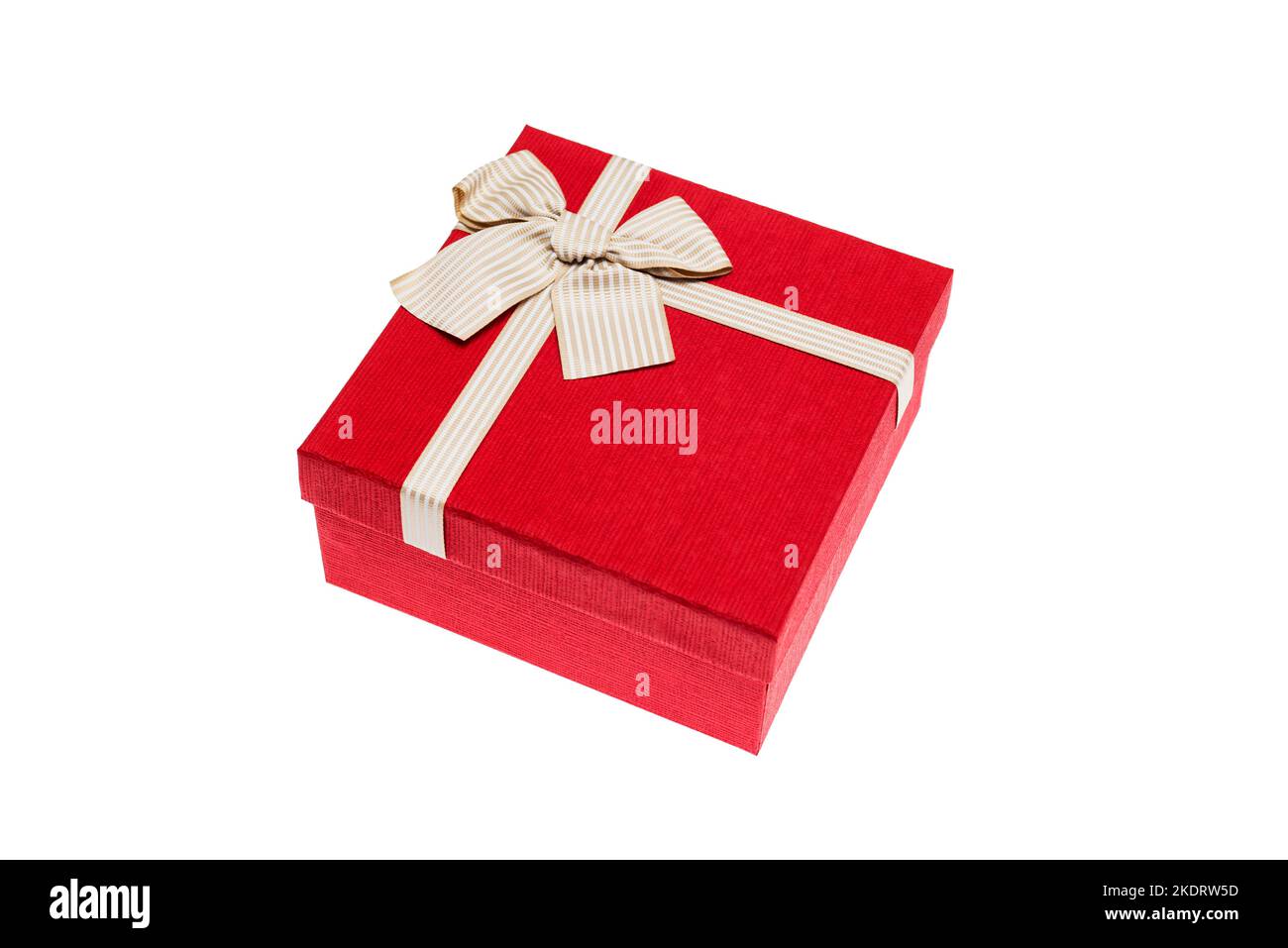 Red gift box with gold ribbon and bow isolated on white background ...