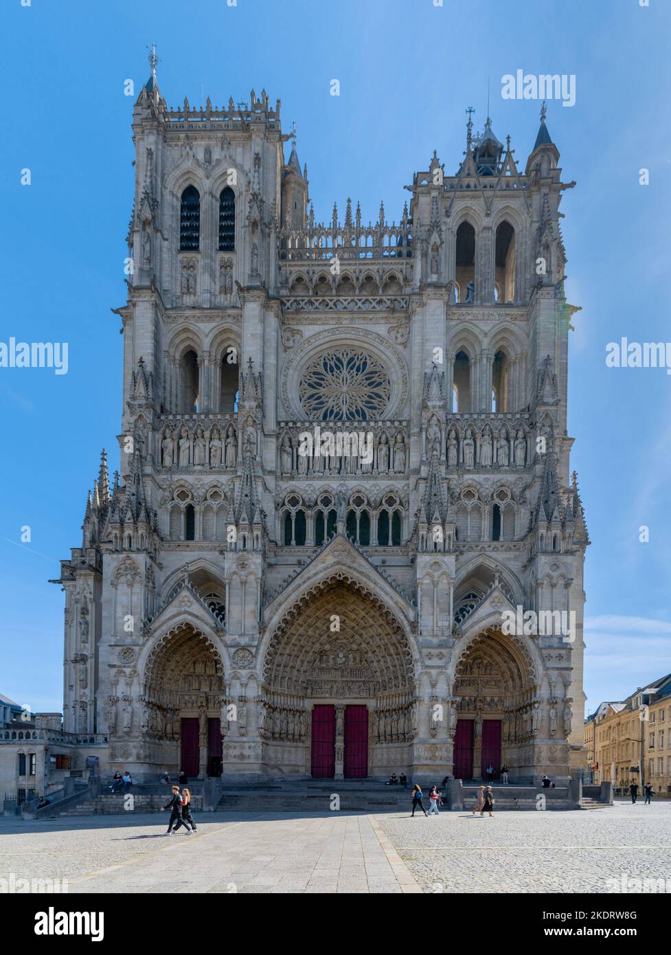Amiens, France - 12 September, 2022: view of the two spires and West ...