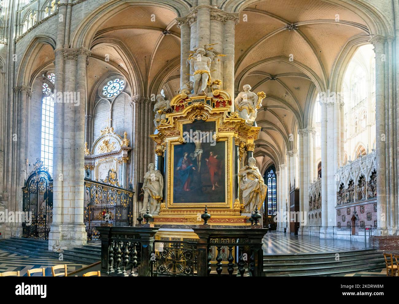 Amiens, France - 12 September, 2022: interior view of the central nave ...