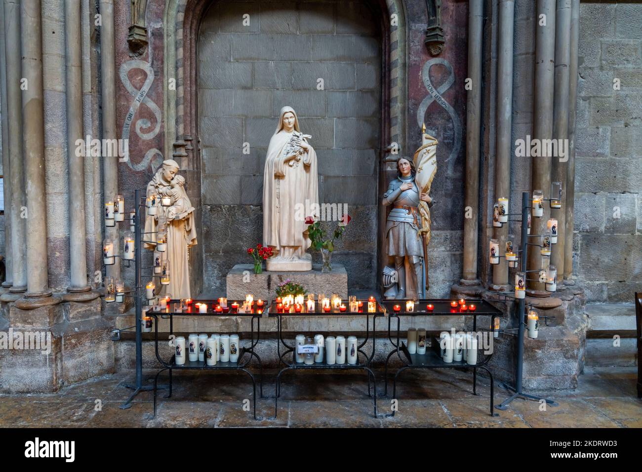 Dijon France 14 September 2022 Votive Candles And Altar In A Side