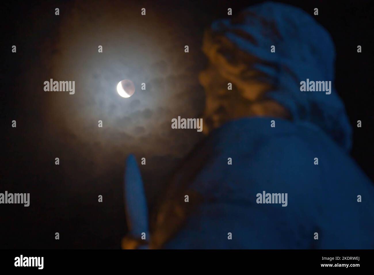 General view of Beaver Blood Moon during it's partial eclipse in ...