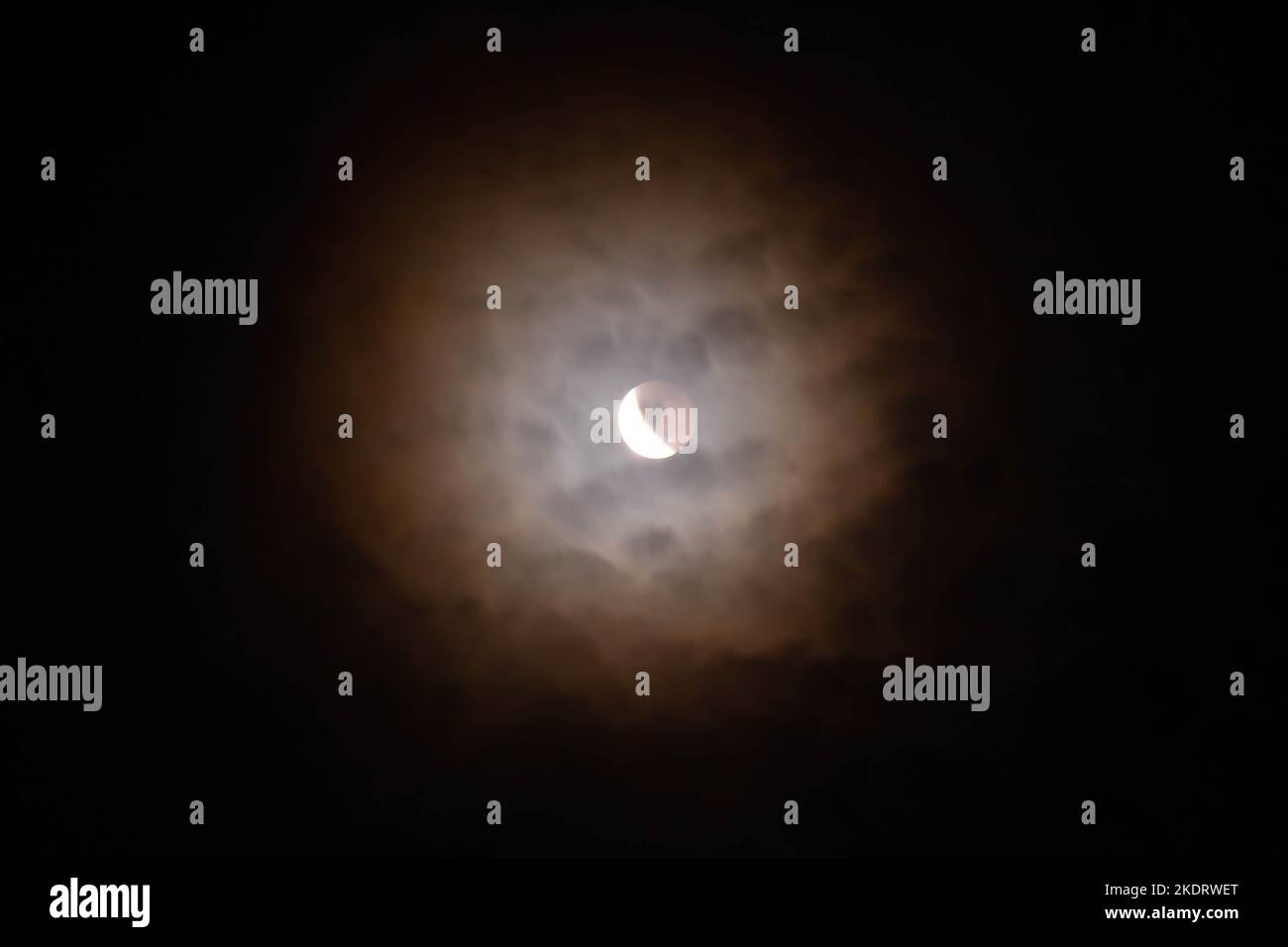 General view of Beaver Blood Moon during it's partial eclipse in ...