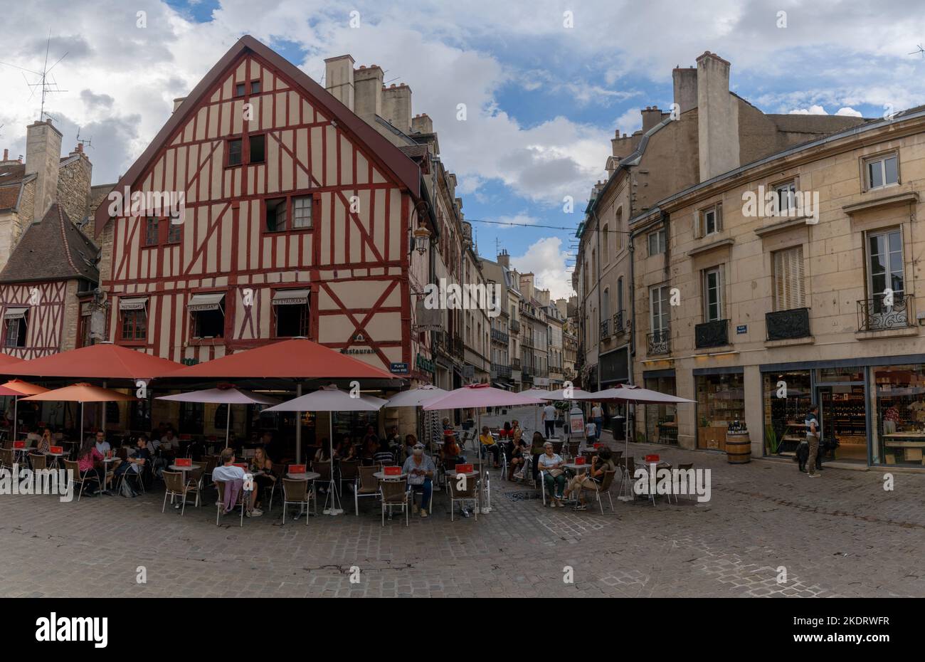 Dijon, France - 14 September, 2022: picturesque French outdoor cafe in ...