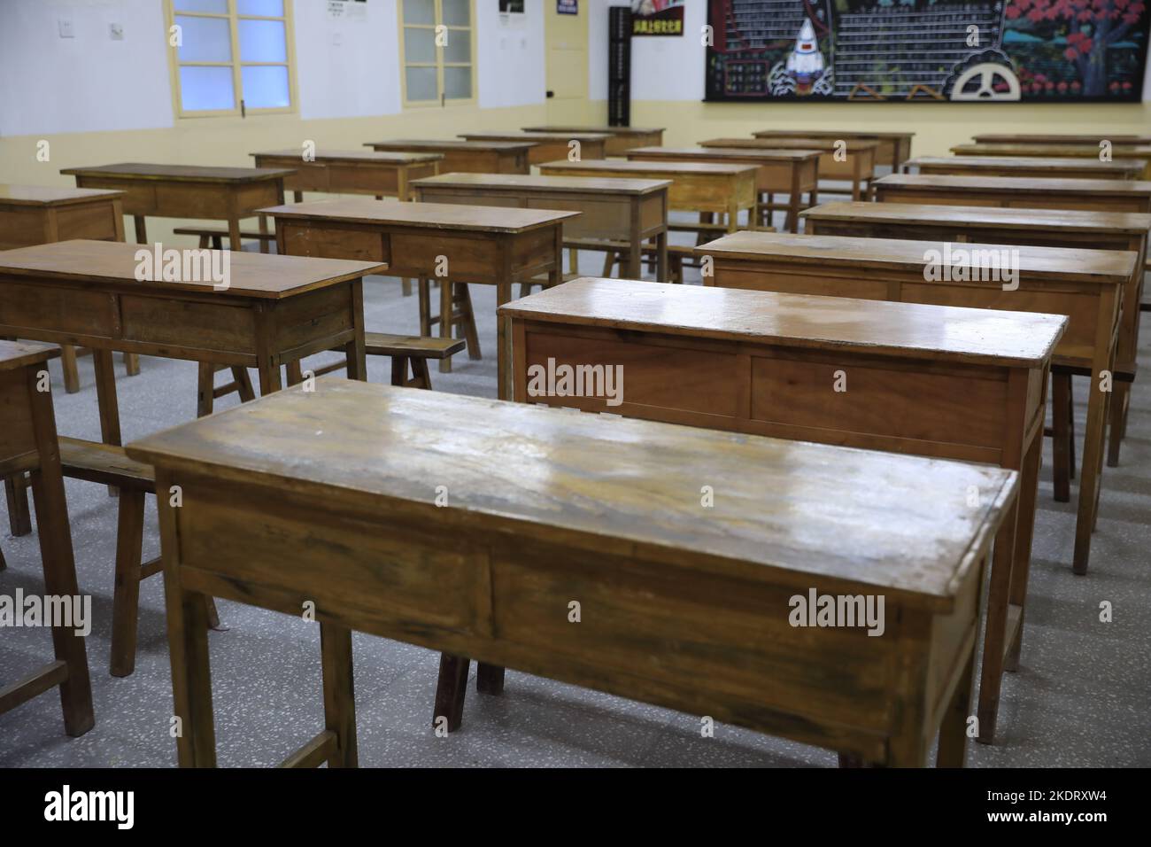 The classroom and desk Stock Photo - Alamy