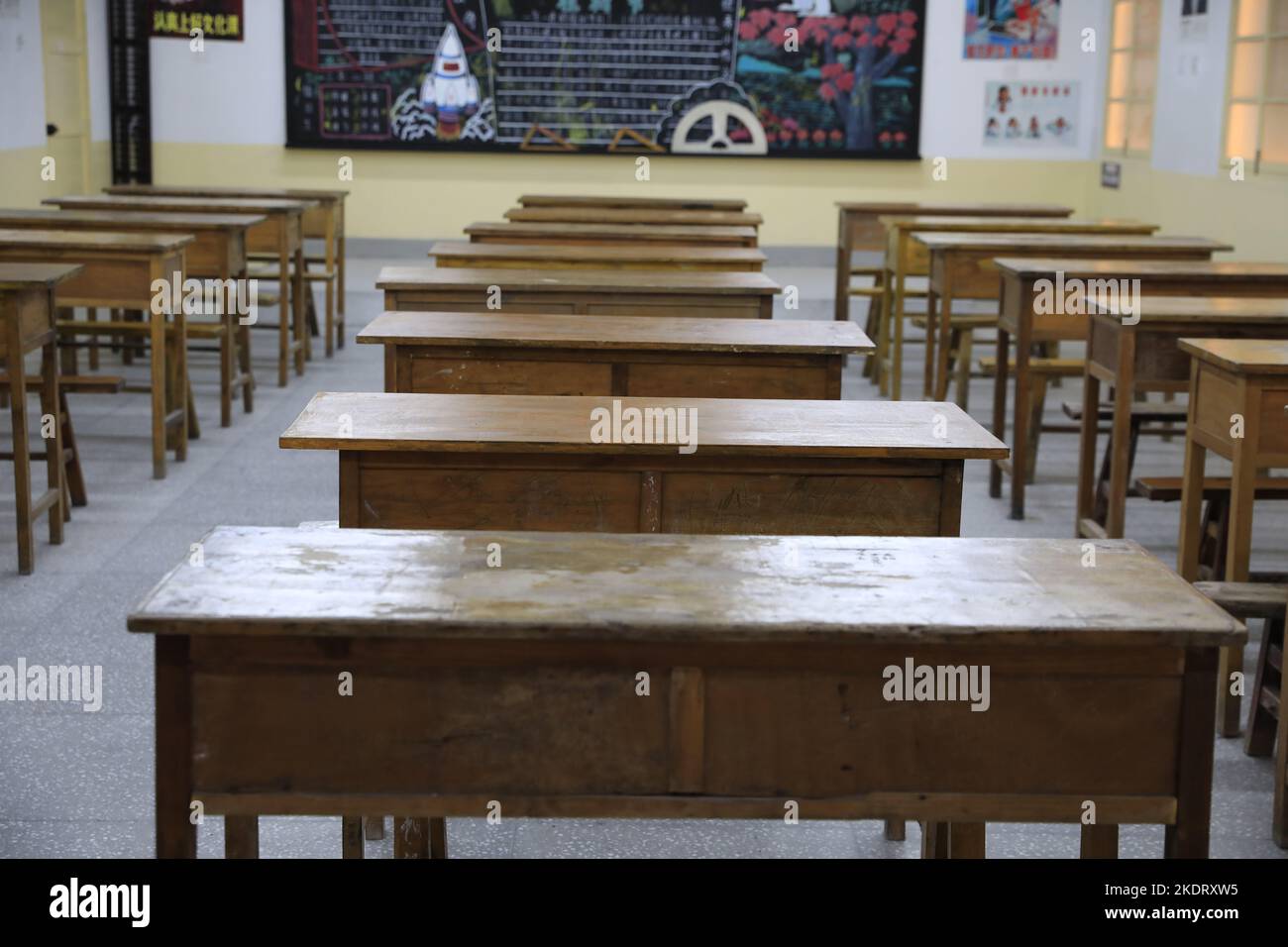 The classroom and desk Stock Photo - Alamy