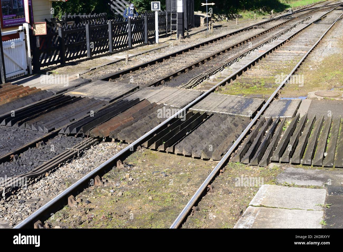 Foot crossing at Goathland station, North Yorkshire Moors Railway, and ...