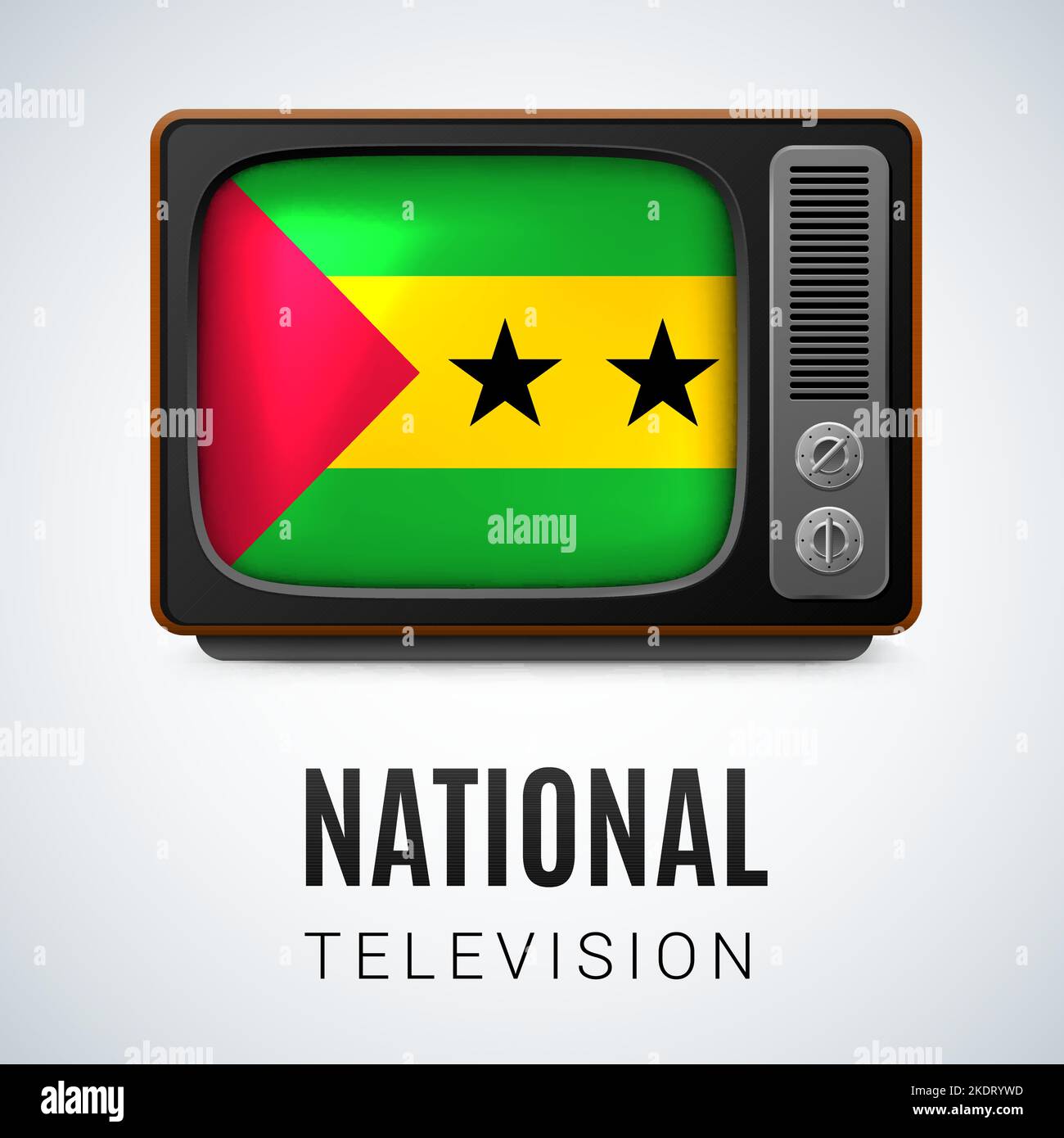 Vintage TV and Flag of Sao Tome and Principe as Symbol National ...