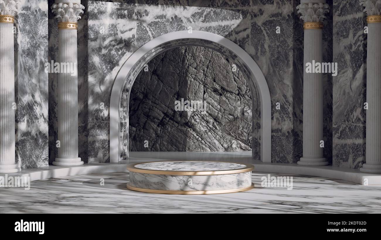 3D render marble product podium background for cosmetics products ...