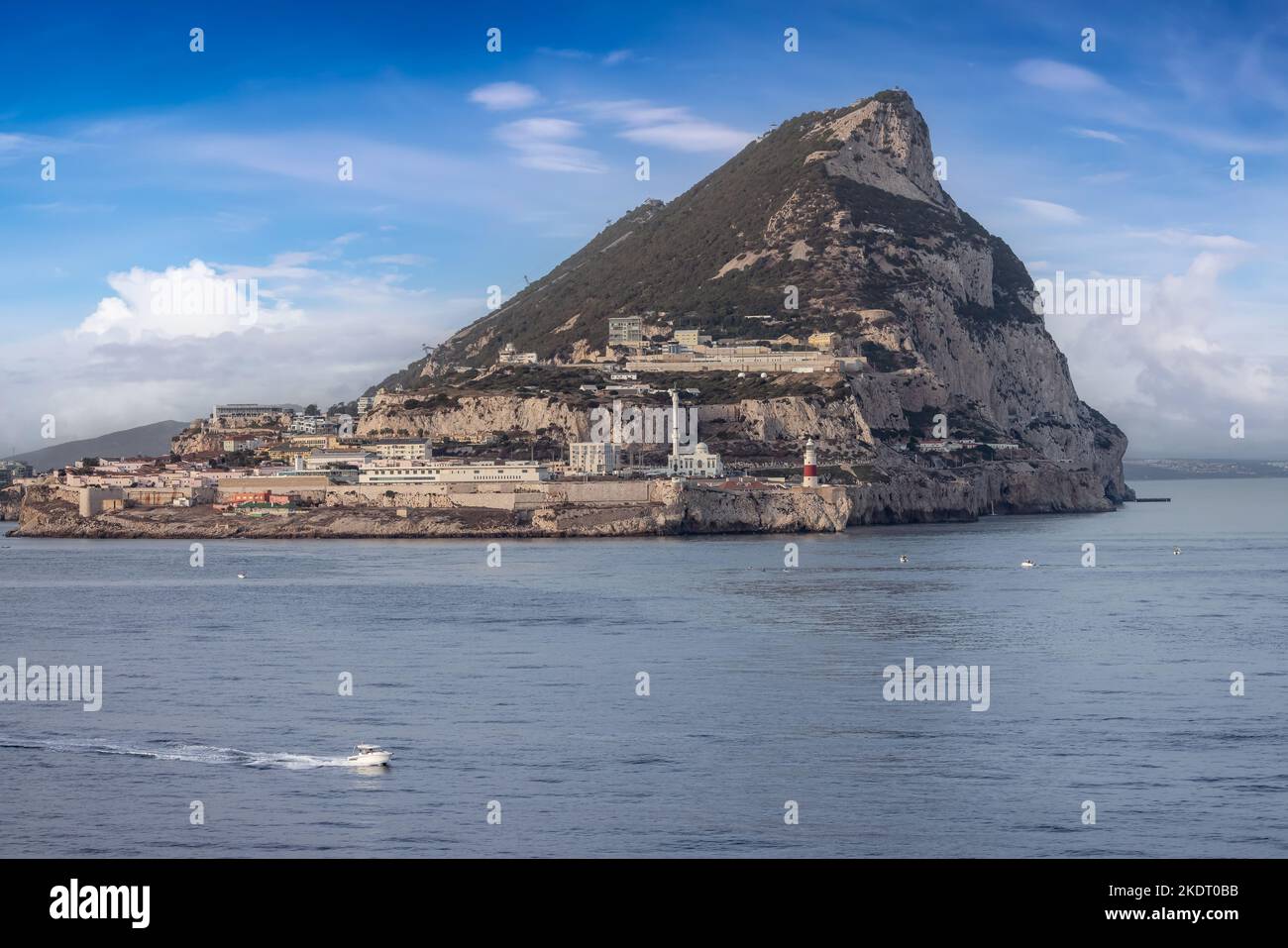 City Buildings, Homes and Mountain by the Sea. Gibraltar, United ...