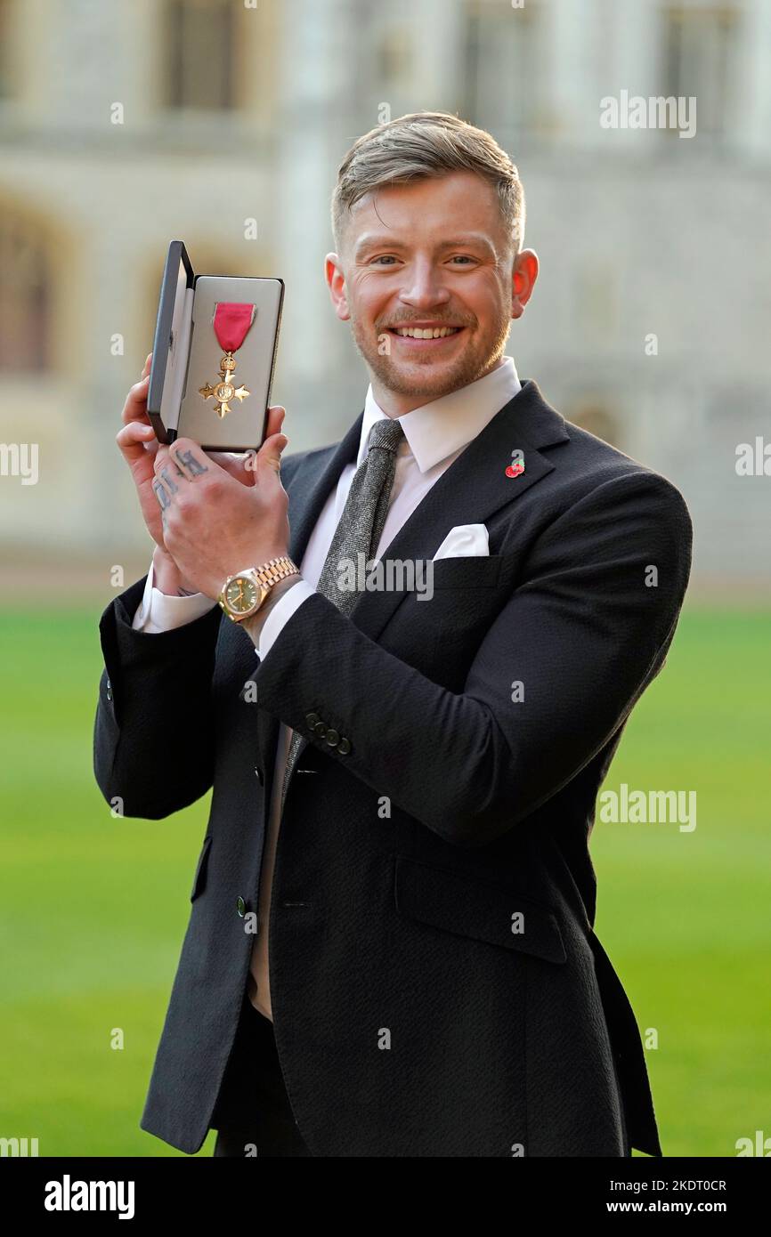 Adam Peaty after being made an Officer of the Order of the British ...