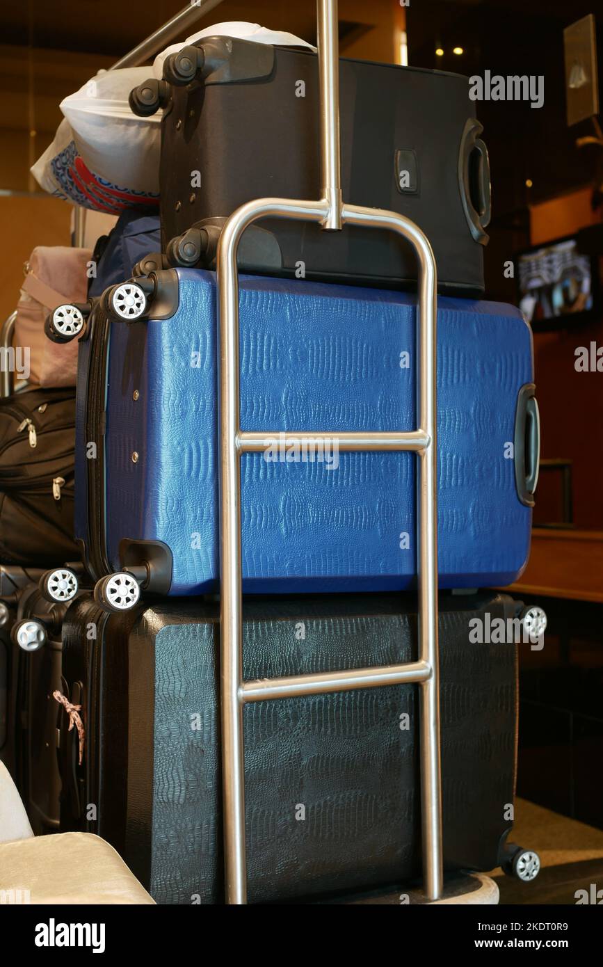 stack of Suitcases on hotel lobby Stock Photo - Alamy