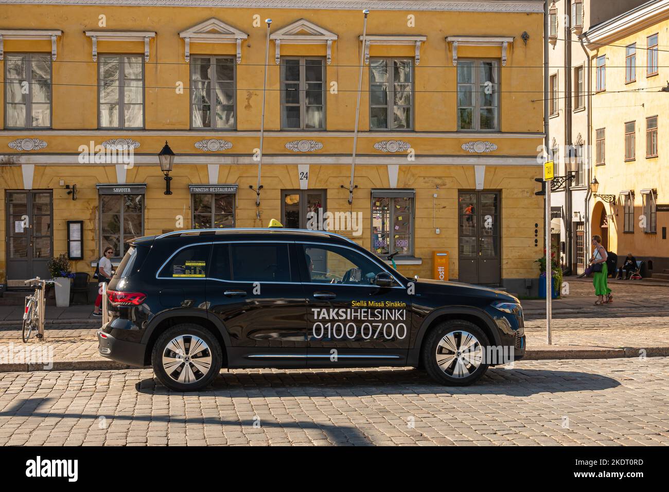 Helsinki, Finland - July 19, 2022: Black taxiHelsinki cab at Senate ...