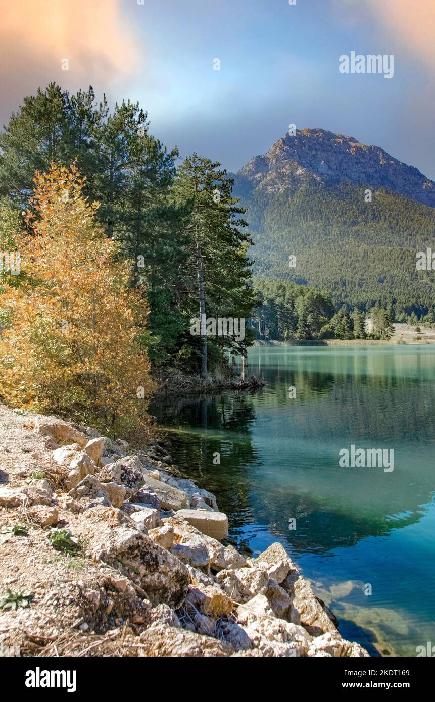 Lake Doxa is an artificial lake at an altitude of 900 meters, located ...