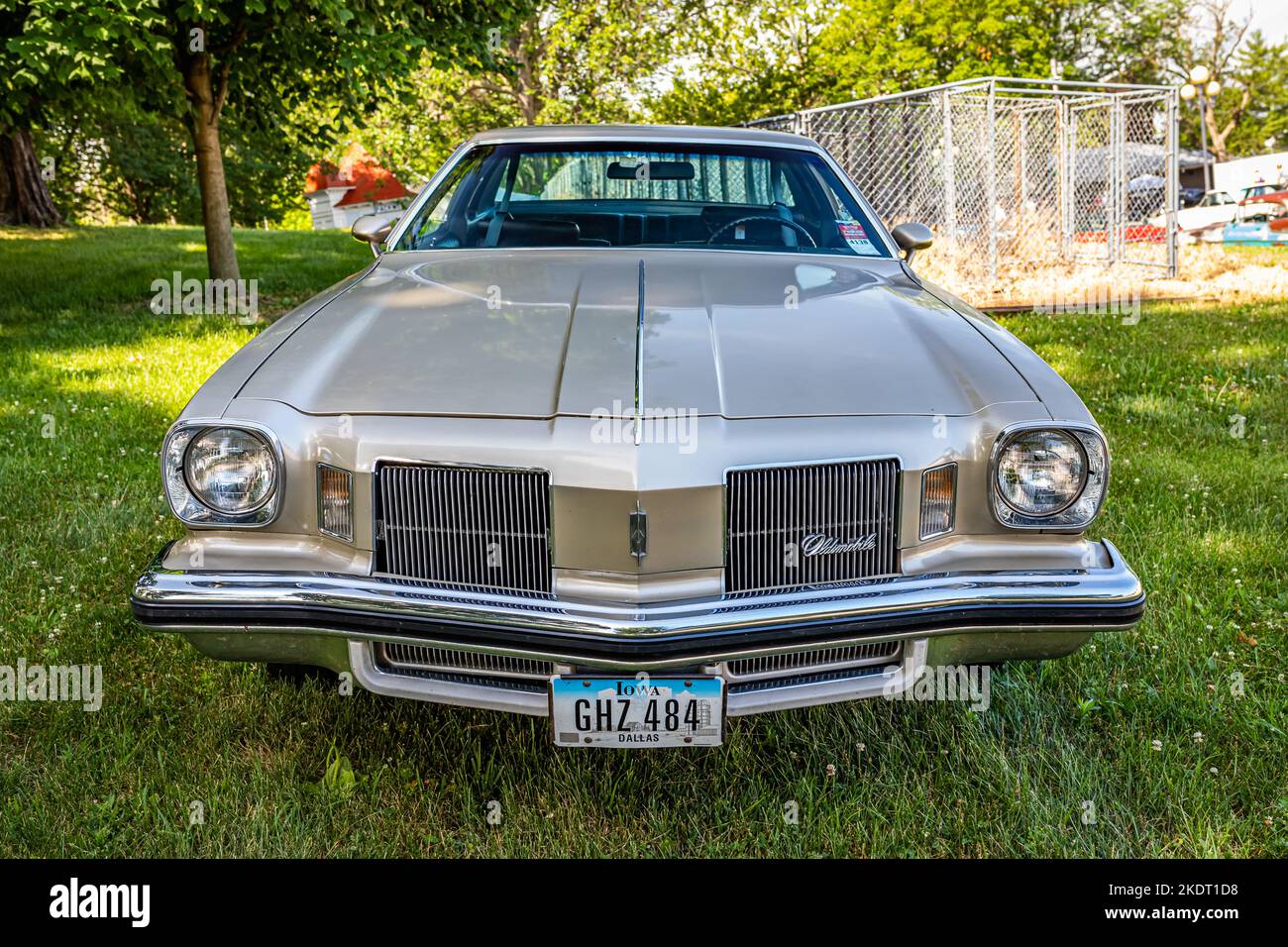 Des Moines, IA - July 02, 2022: High perspective front view of a 1974 ...