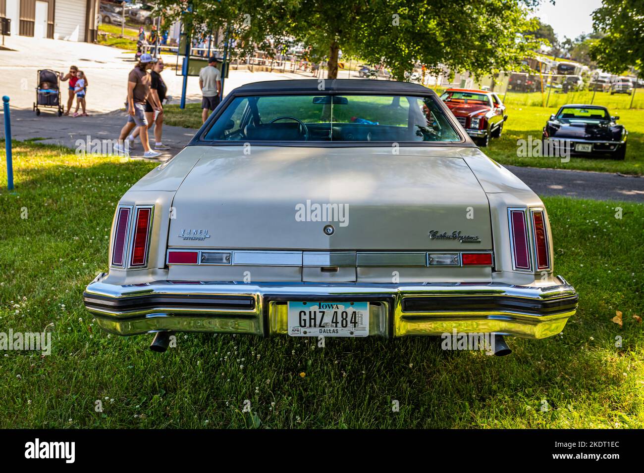 Des Moines, IA - July 02, 2022: High perspective rear view of a 1974 ...