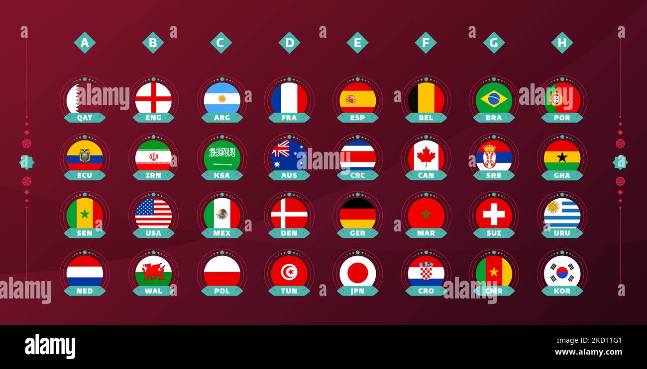 2022 football cup national flag set. Flags of all countries ...