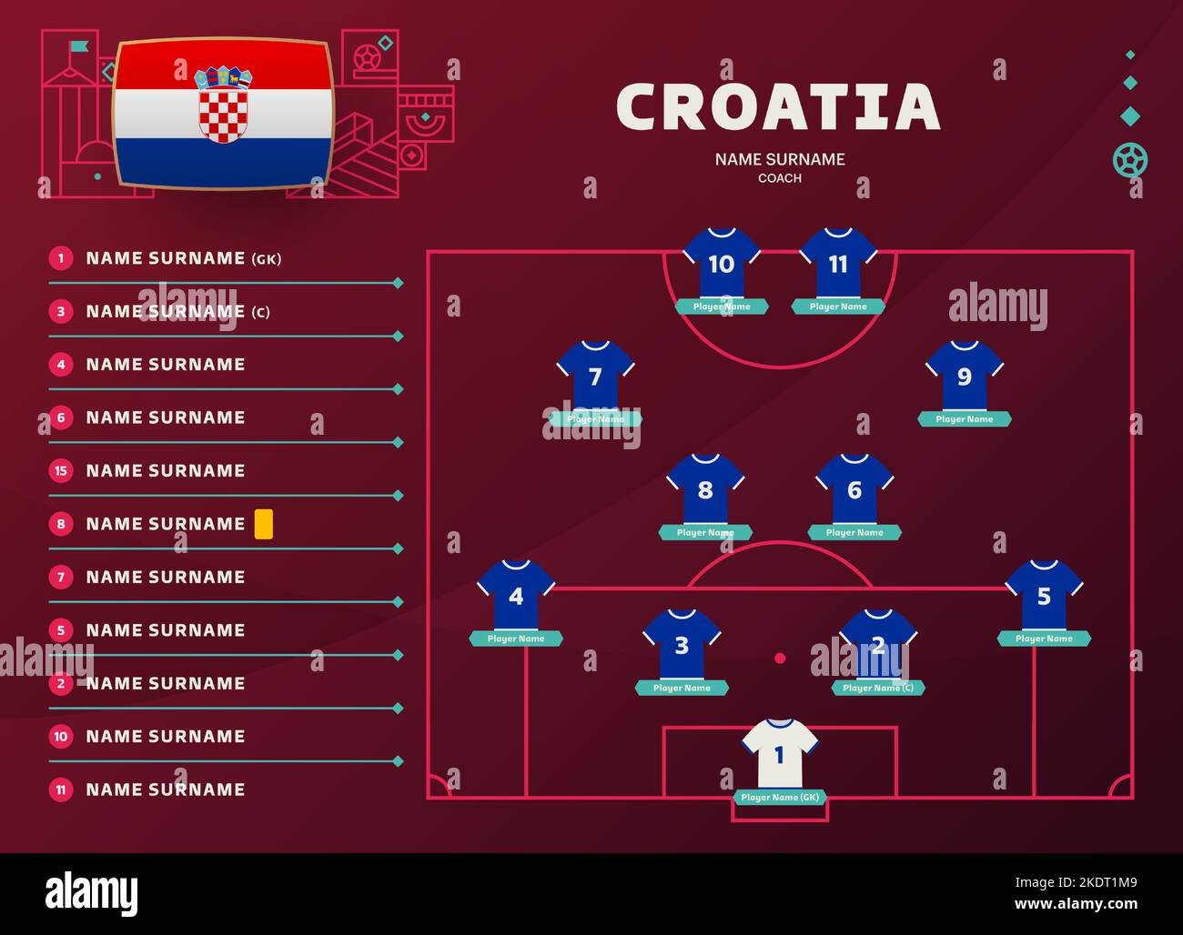 croatia line-up world Football 2022 tournament final stage vector ...