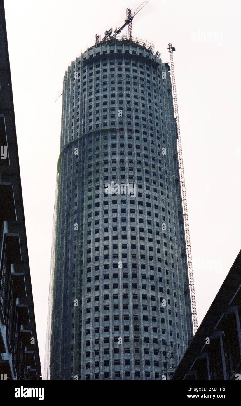 Construction of the The Hopewell Centre in 1979. The skyscraper is a ...