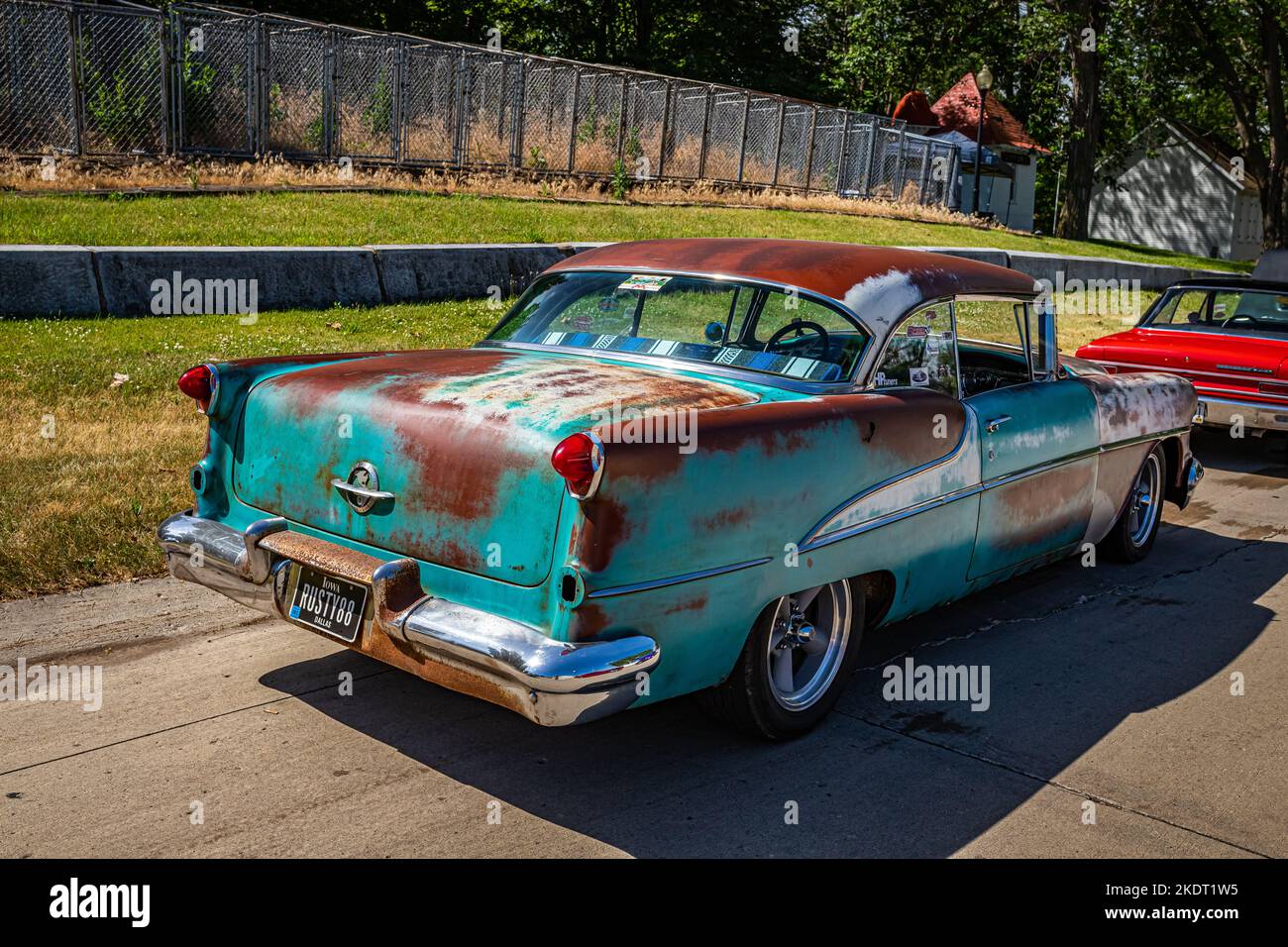 Des Moines, IA - July 02, 2022: High perspective rear corner view of a ...