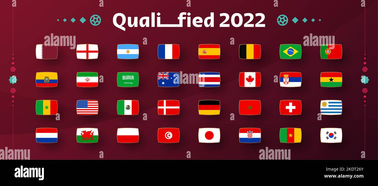 2022 football cup national flag set. Flags of all countries ...