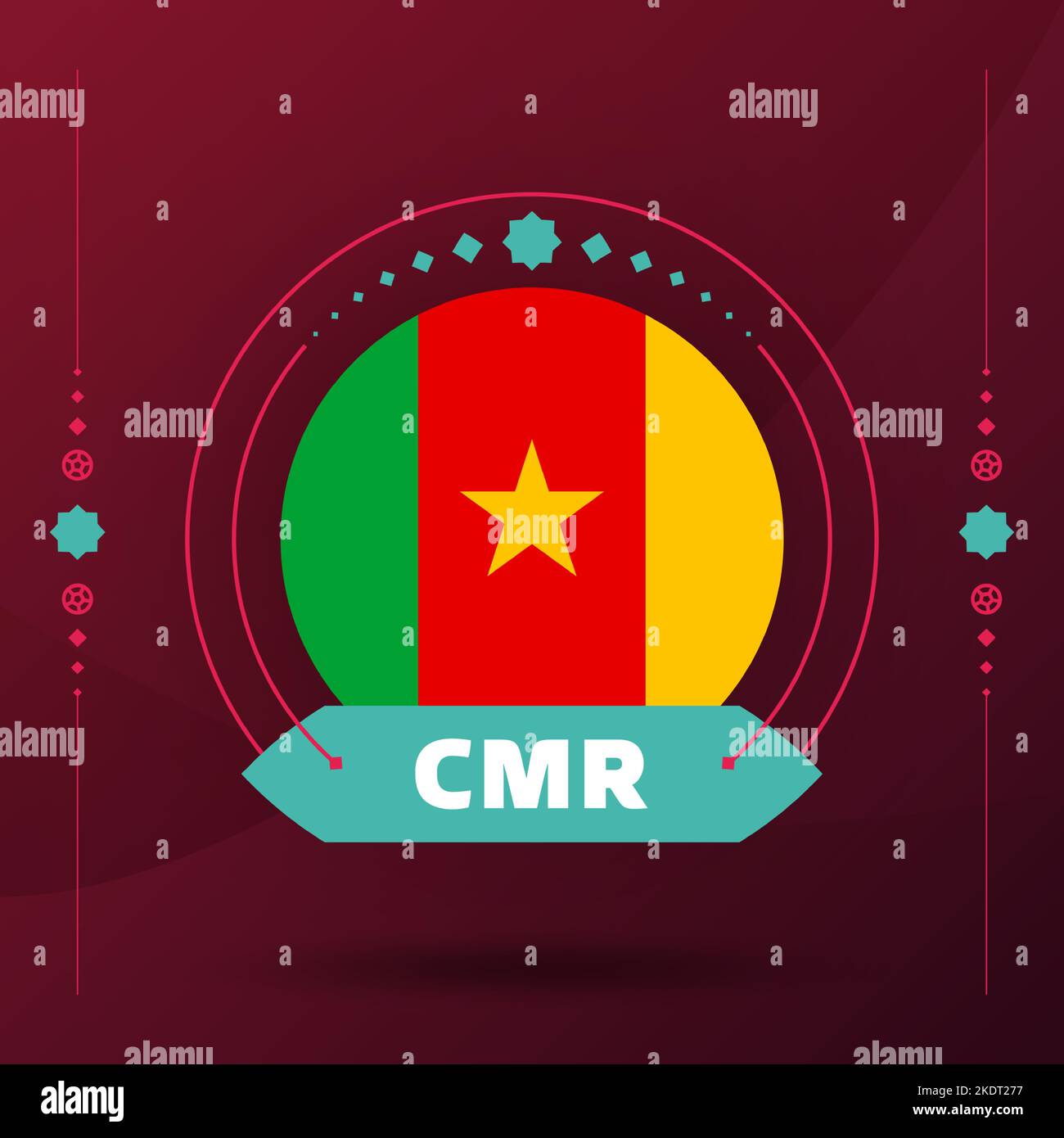 cameroon flag for 2022 football cup tournament. isolated National team ...