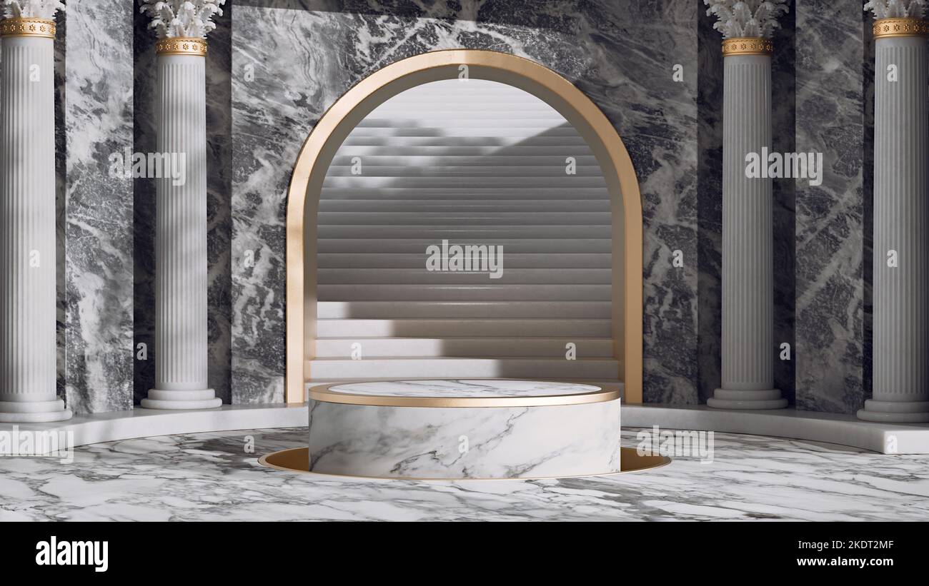 3D render marble product podium background for cosmetics products showcase Stock Photo - Alamy