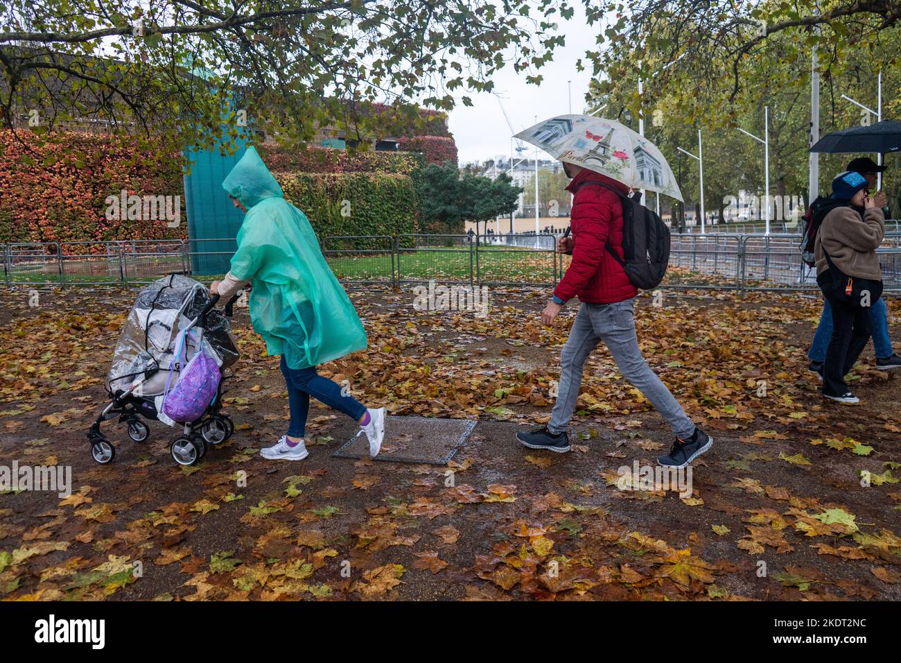 London UK. 8 November 2022. A family with a pram walking on ...