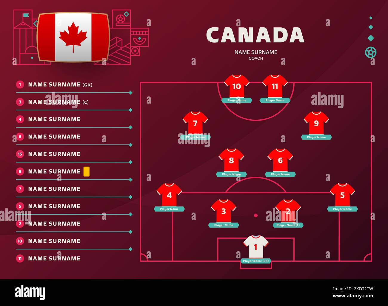 canada line-up world Football 2022 tournament final stage vector ...