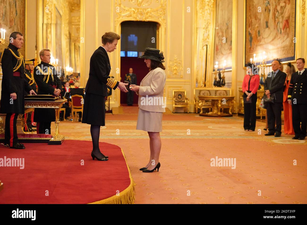 Lynn Greaves receives the Insignia of MBE conferred on her late father ...
