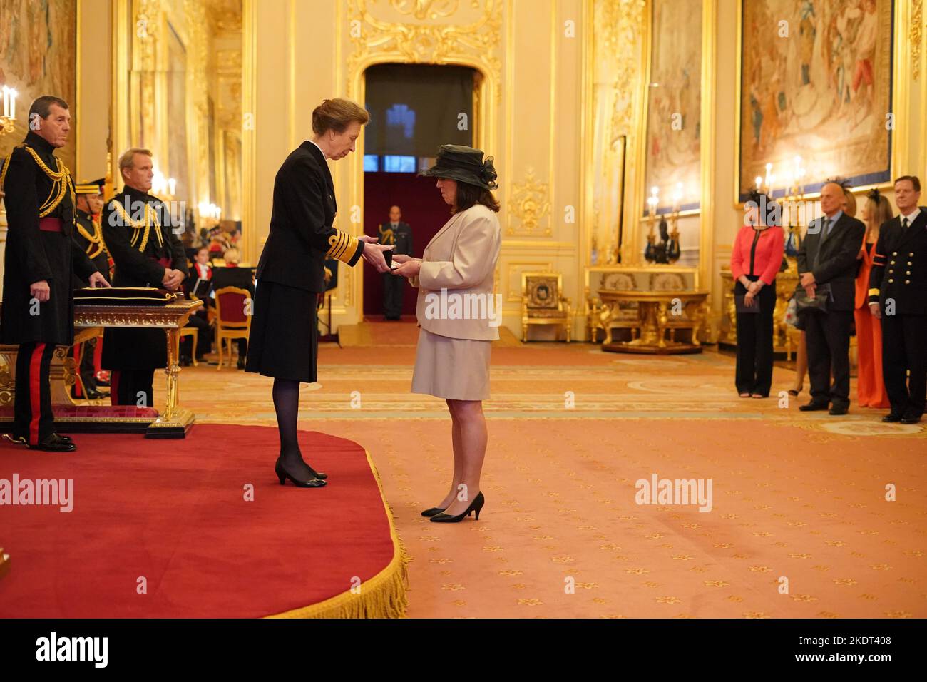 Lynn Greaves receives the Insignia of MBE conferred on her late father ...