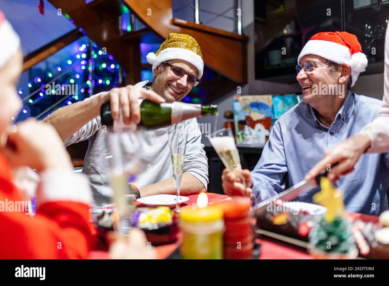 Happy hispanic latin family celebrating christmas or new year together ...