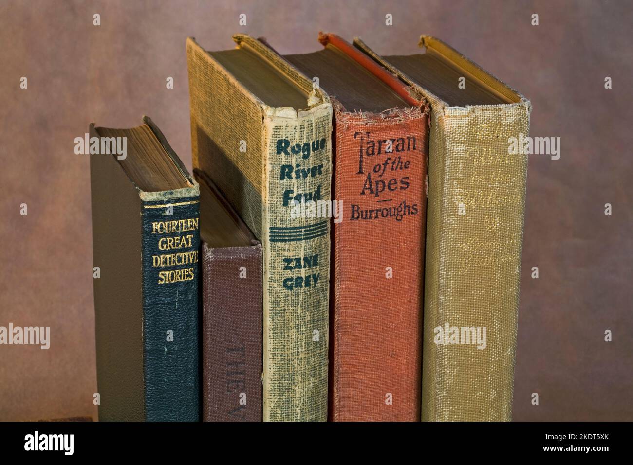A stack of rare and classic books waiting to be read, including Tarzan ...