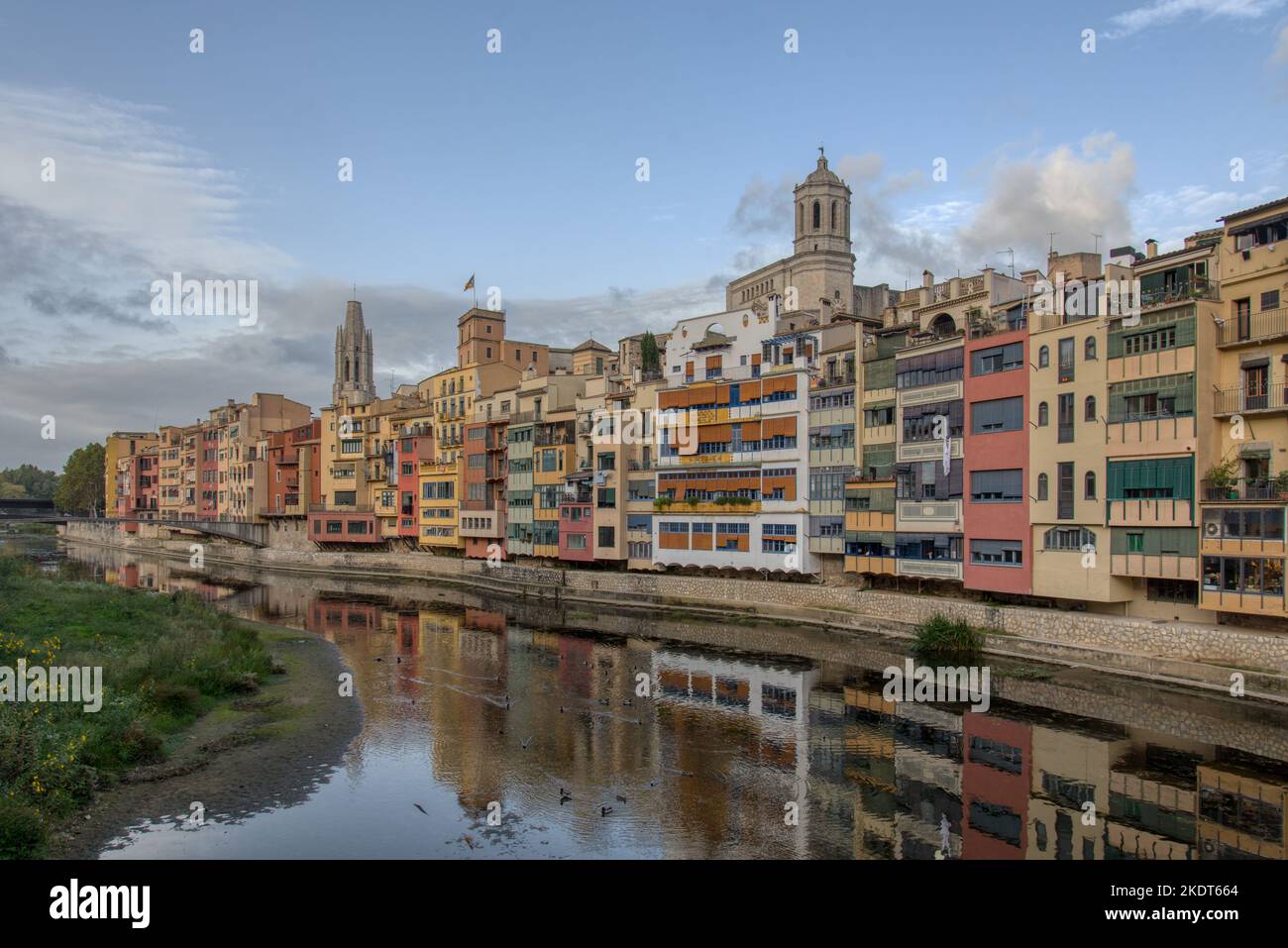 A view of colourful buildings, church of Saint Felix and Cathedral of ...
