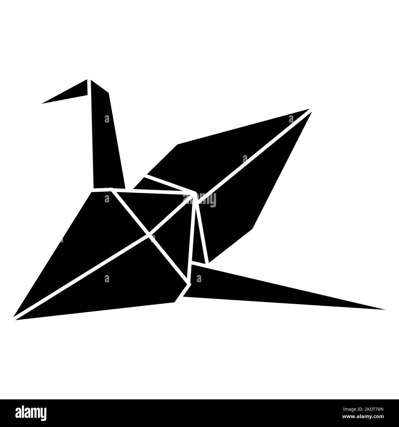 Origami crane vector silhouette illustration icon isolated on white ...