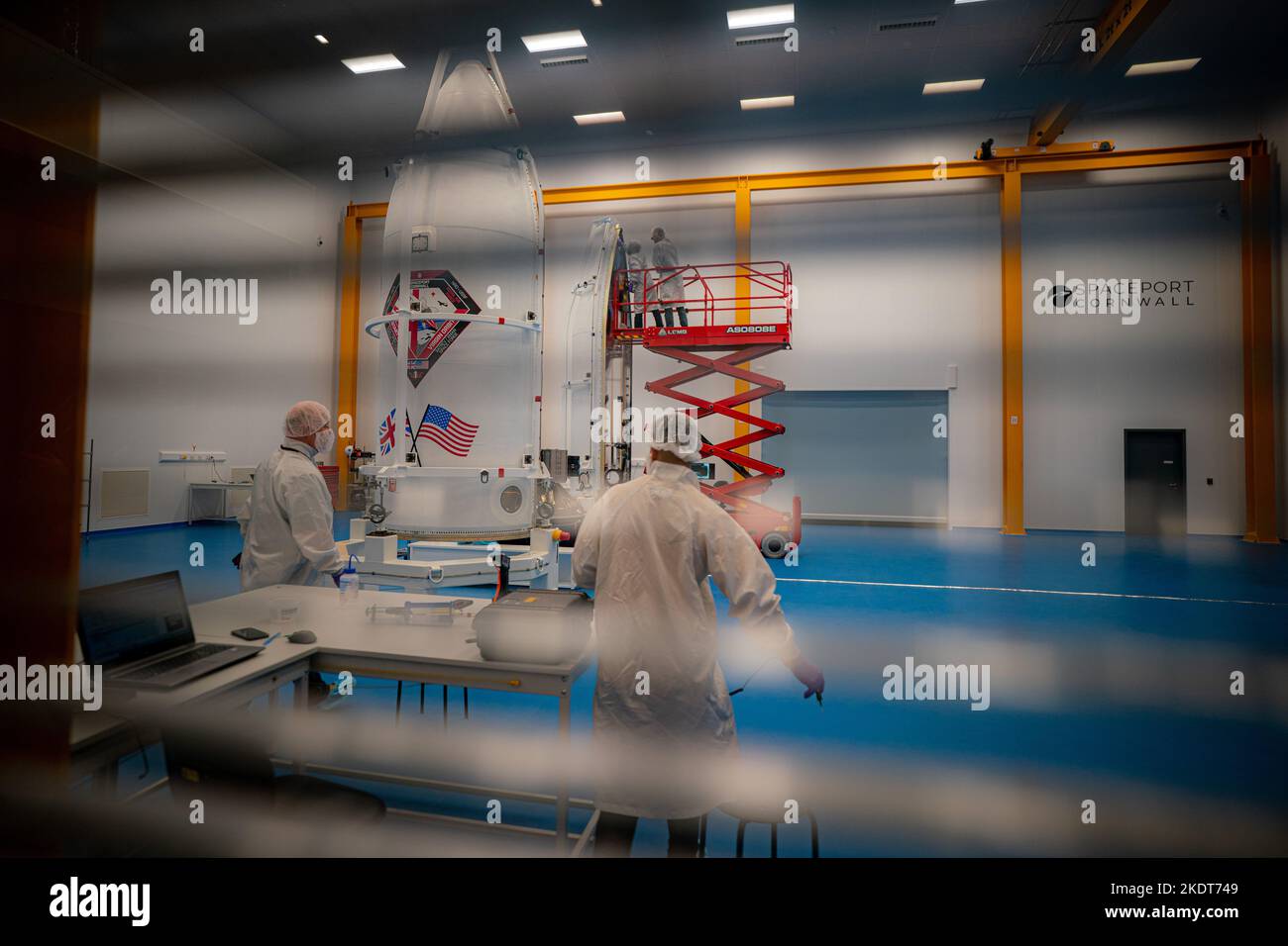 A view through a double glazed and blinded window into a sterile, dust ...