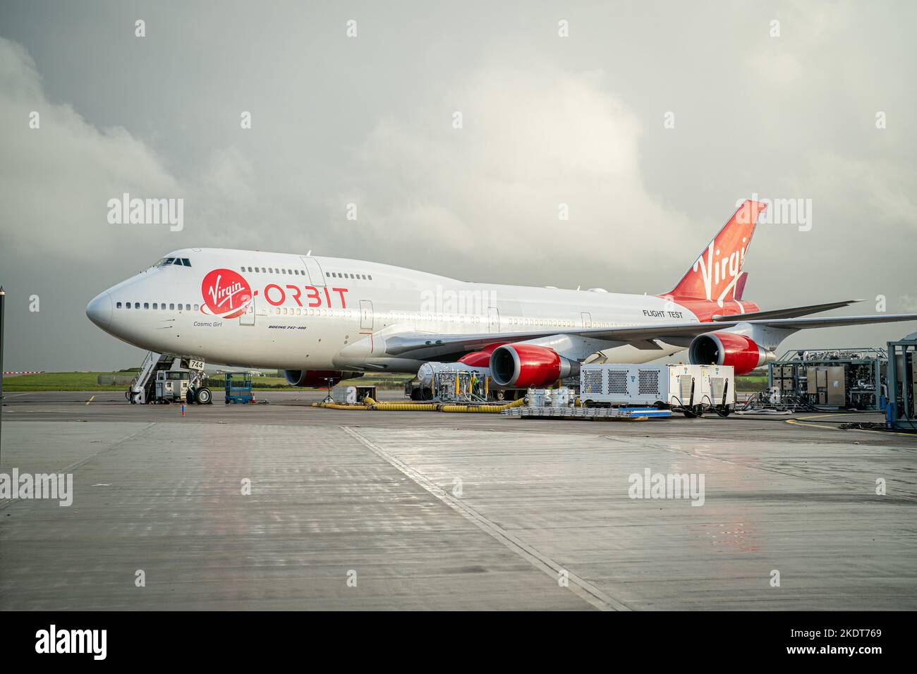 Cosmic Girl, a specially adapted 747 aircraft that carries a rocket at ...