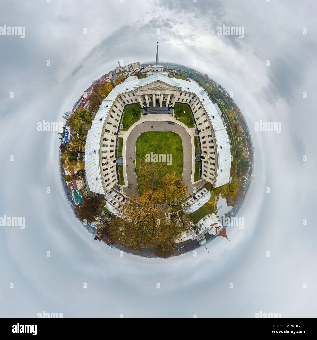 little planet and spherical aerial 360 panorama view on street ancient ...