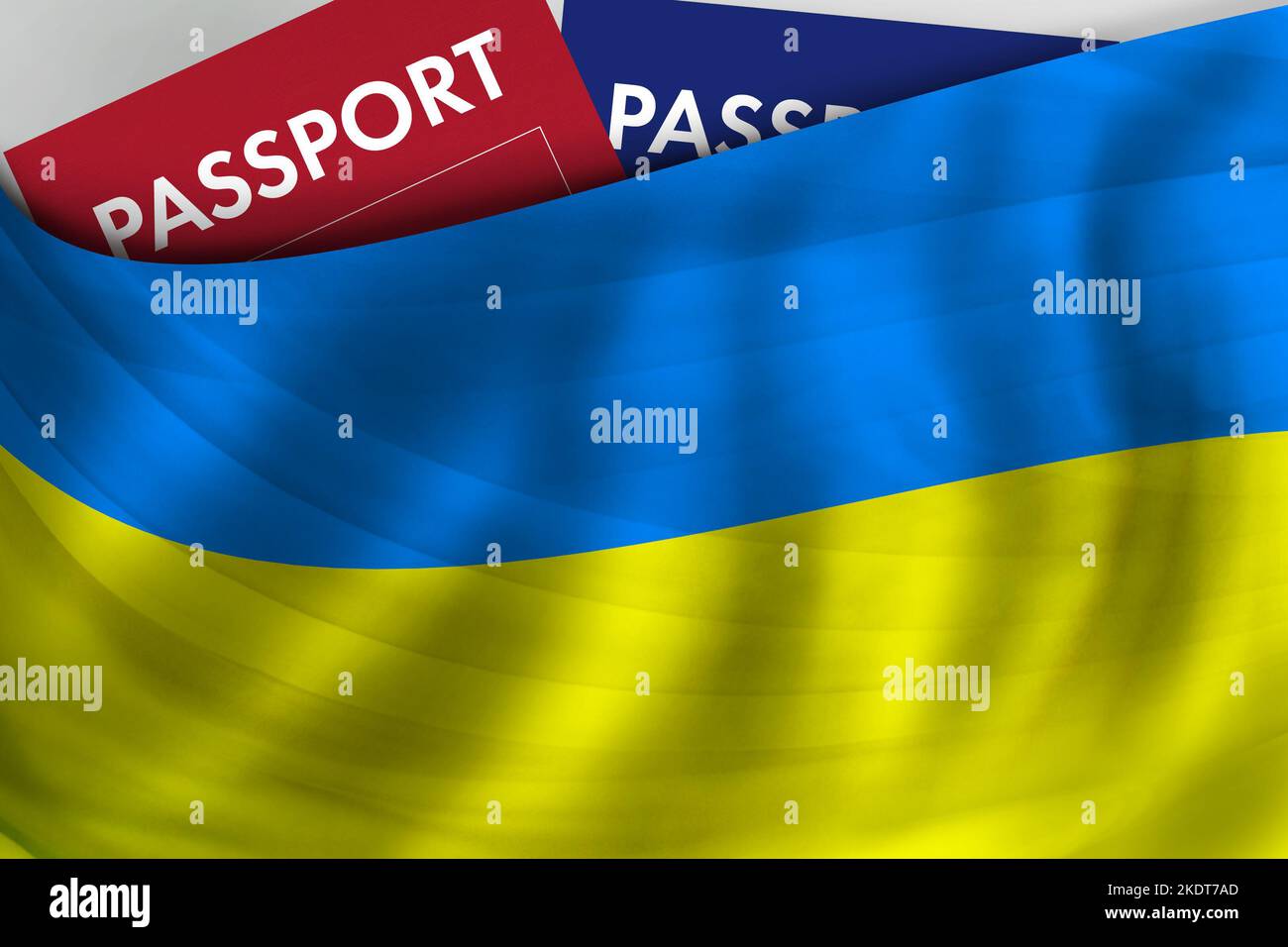 Ukrainian flag background and passport of Ukraine. Citizenship ...