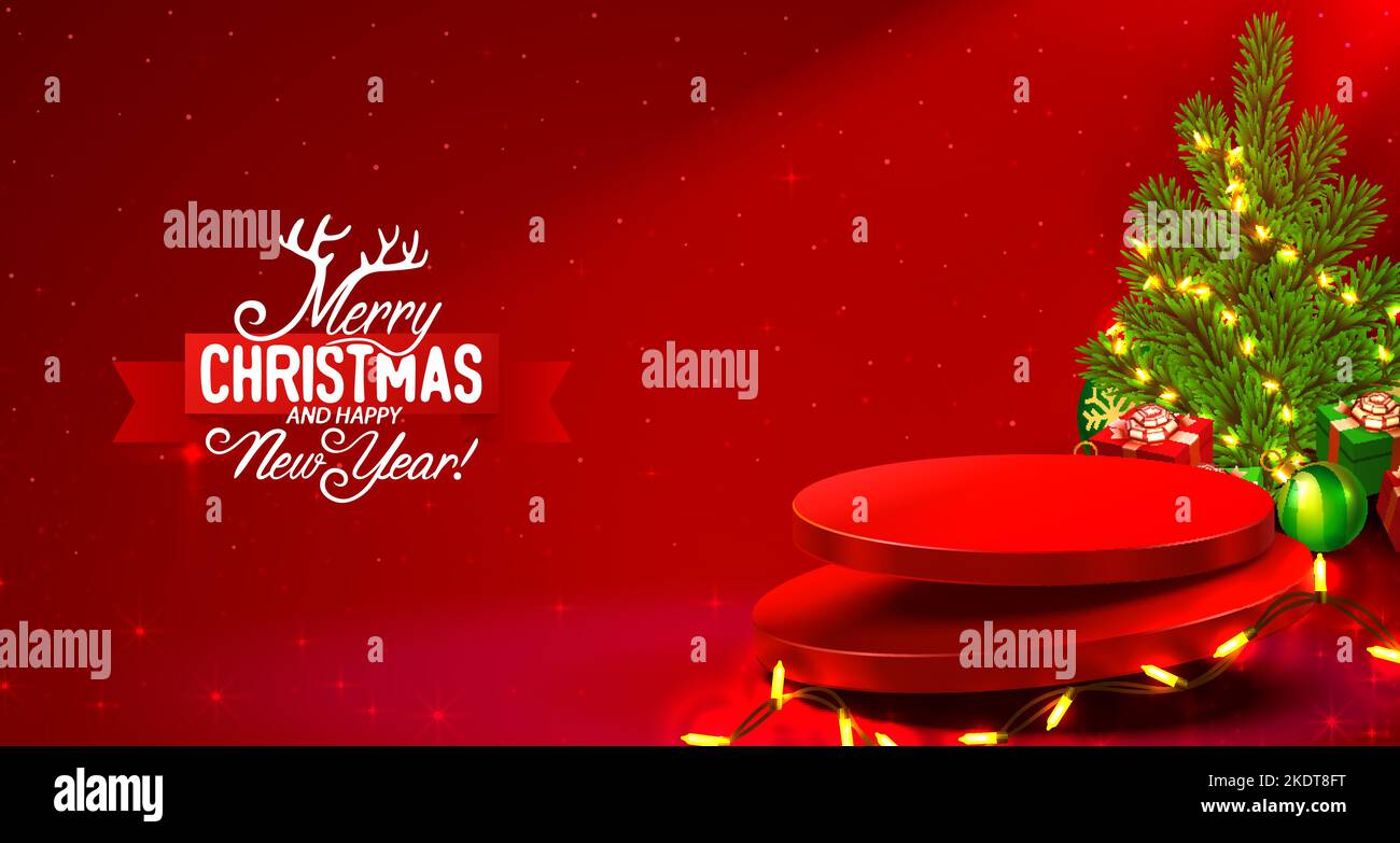 Podium merry Christmas. shopping new year banner. Vector illustration ...