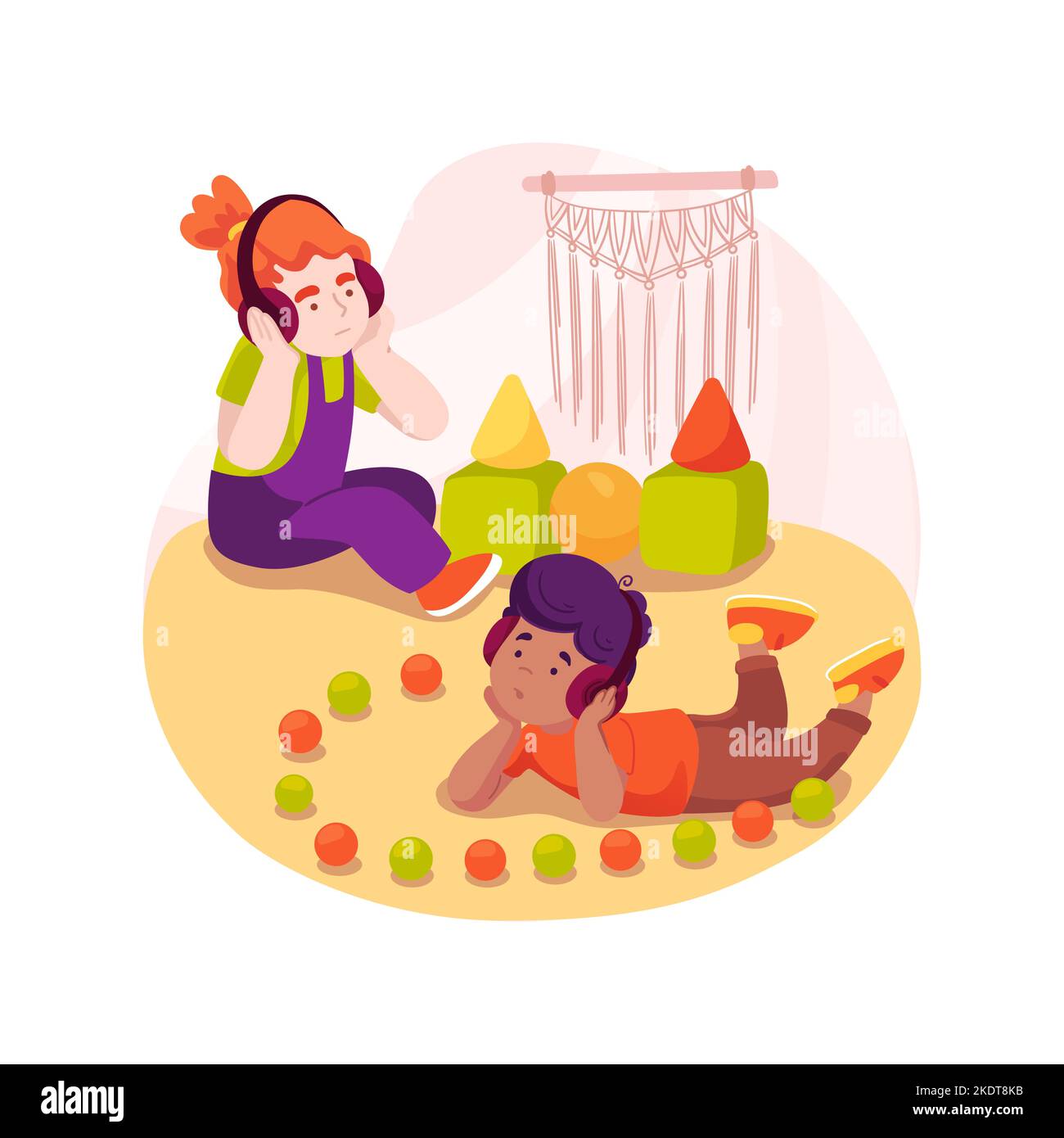 Listening to calming music isolated cartoon vector illustration Stock ...