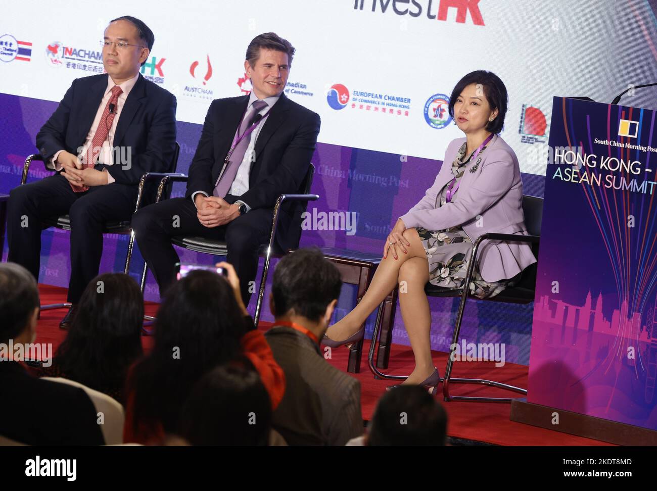 (L to R) Secretary for Financial Services and the Treasury Christopher Hui, Hong Kong Exchanges ...