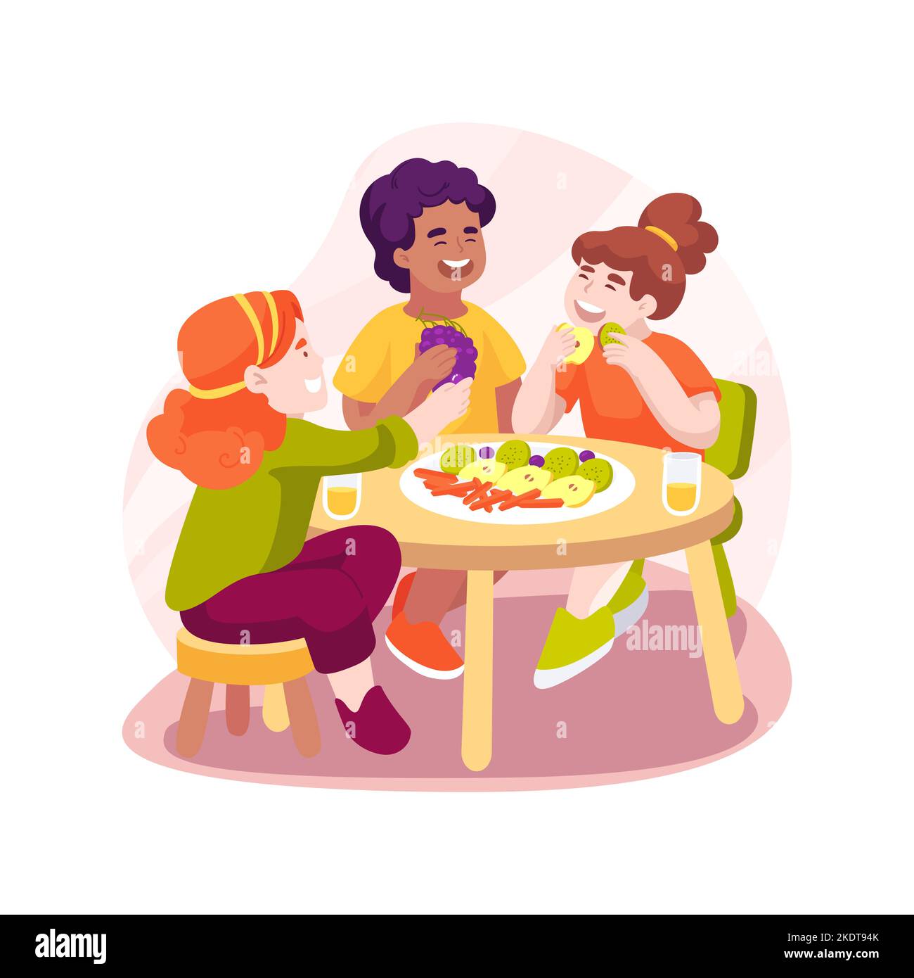 Children eating kindergarten class Stock Vector Images - Alamy
