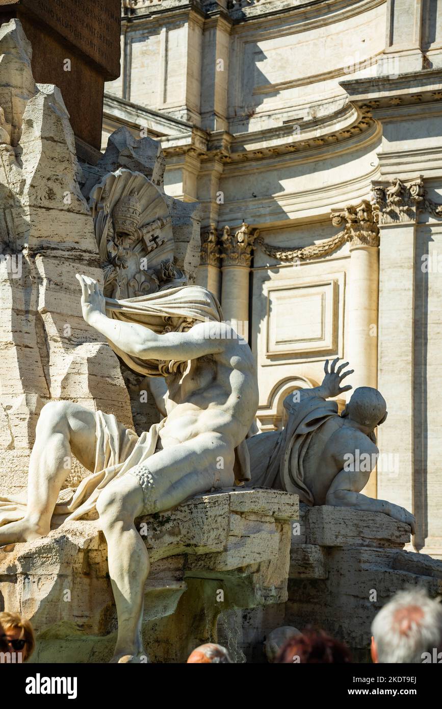 Fountain in the Piazza Navona in Rome, Italy. It was designed in 1651 ...