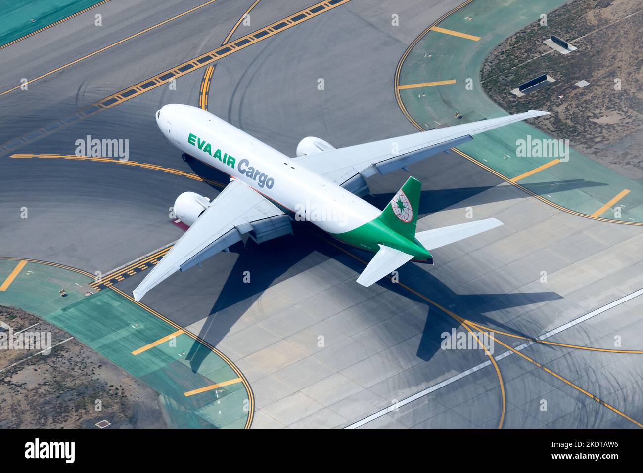 EVA Air Cargo Boeing 777 aircraft taxiing. Plane 777F of Evergreen ...