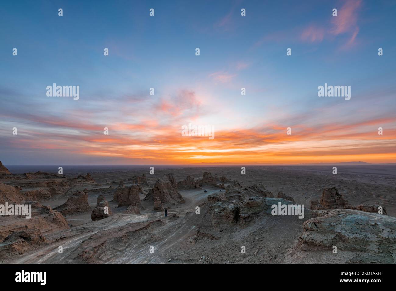 Qinghai obo beam Martian landforms sunset Stock Photo - Alamy