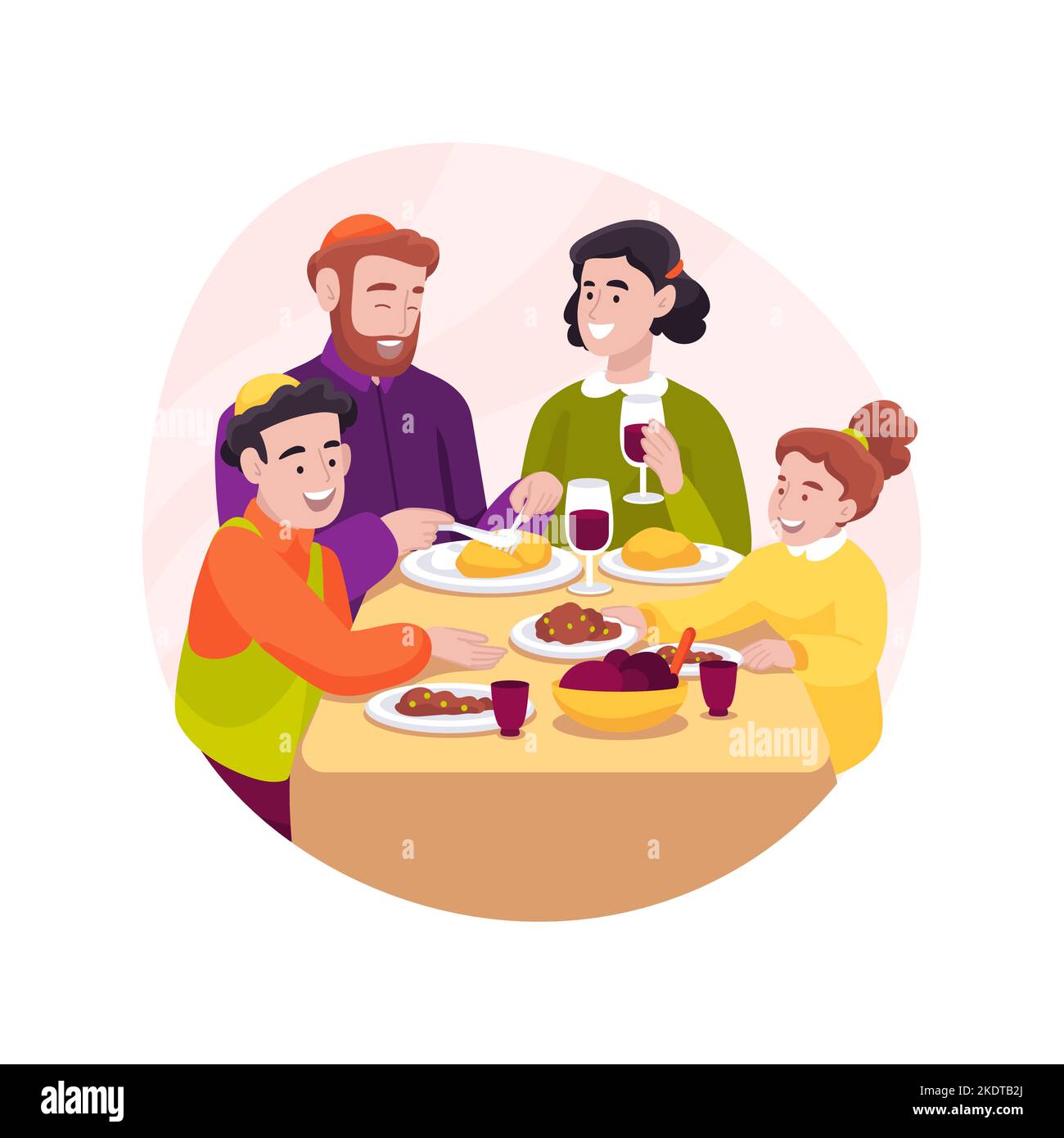 Celebrating shabbat isolated cartoon vector illustration Stock Vector ...