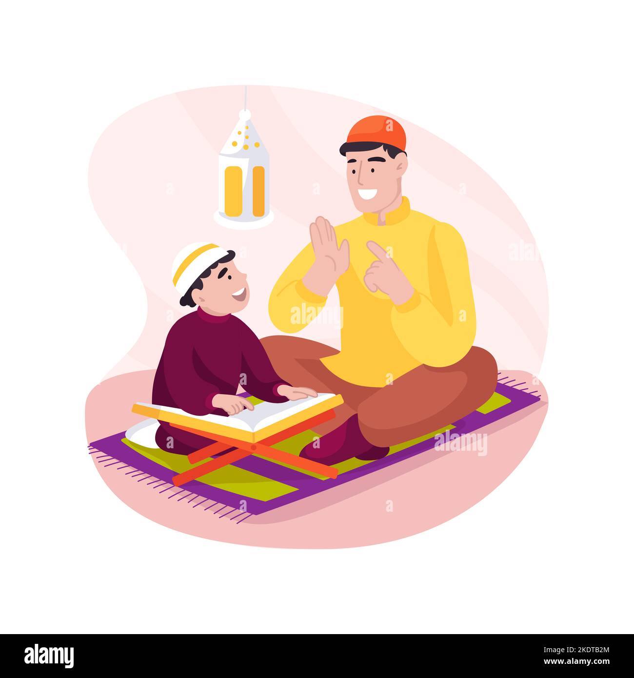 Reading Quran isolated cartoon vector illustration Stock Vector Image ...