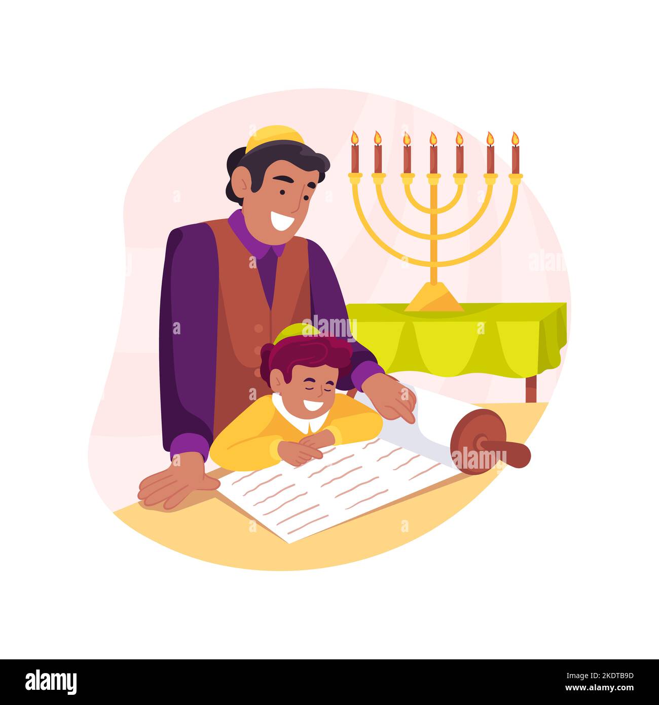 Teaching Torah at home isolated cartoon vector illustration Stock ...